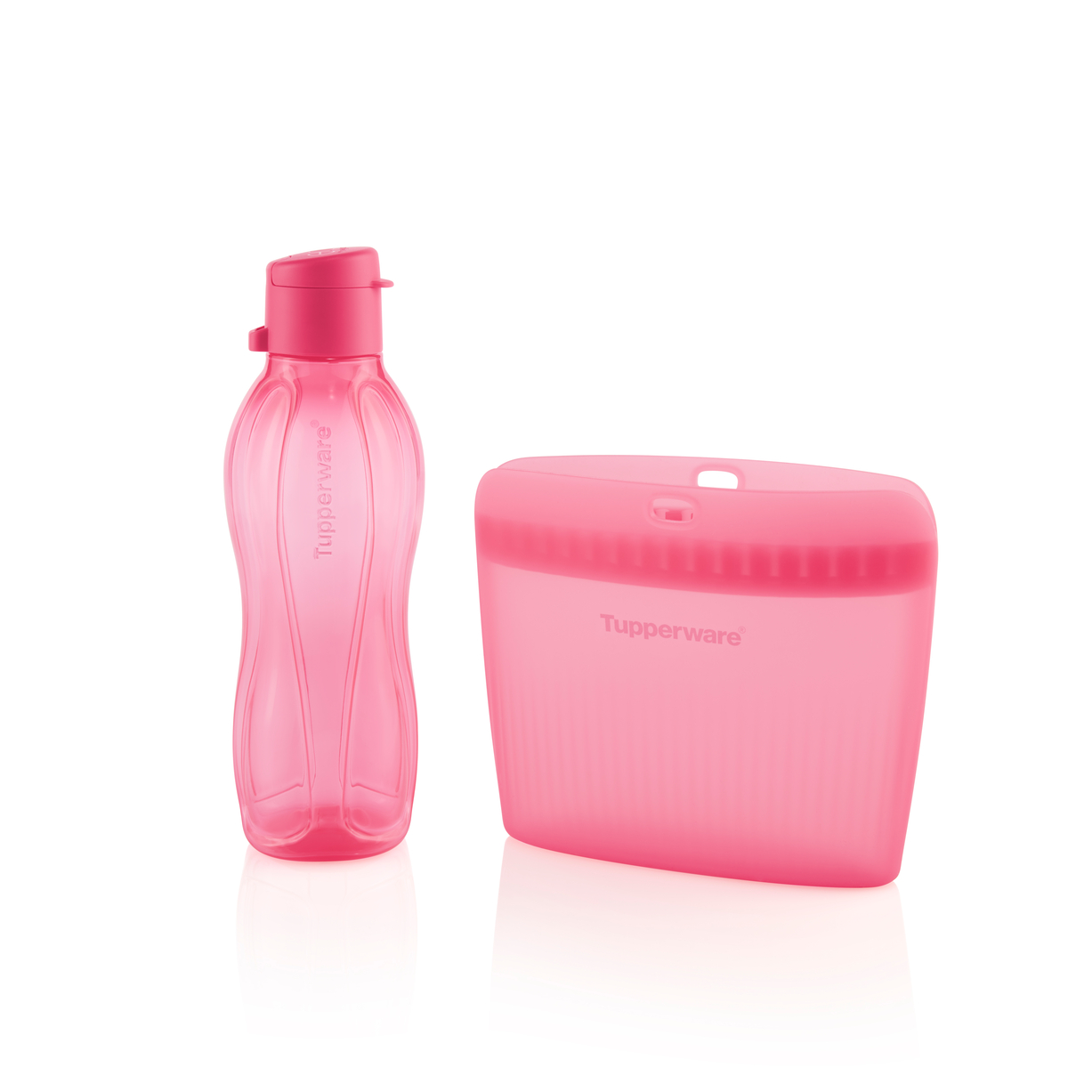 Set Roz - Sticlă Eco 500 ml roz, capac click + Pungă de Silicon mică ...